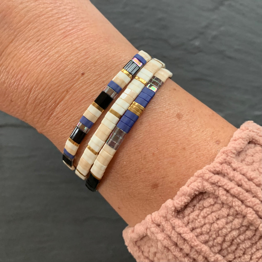 Stretch Tile Bracelet - Midnight | Handmade by Libby & Smee