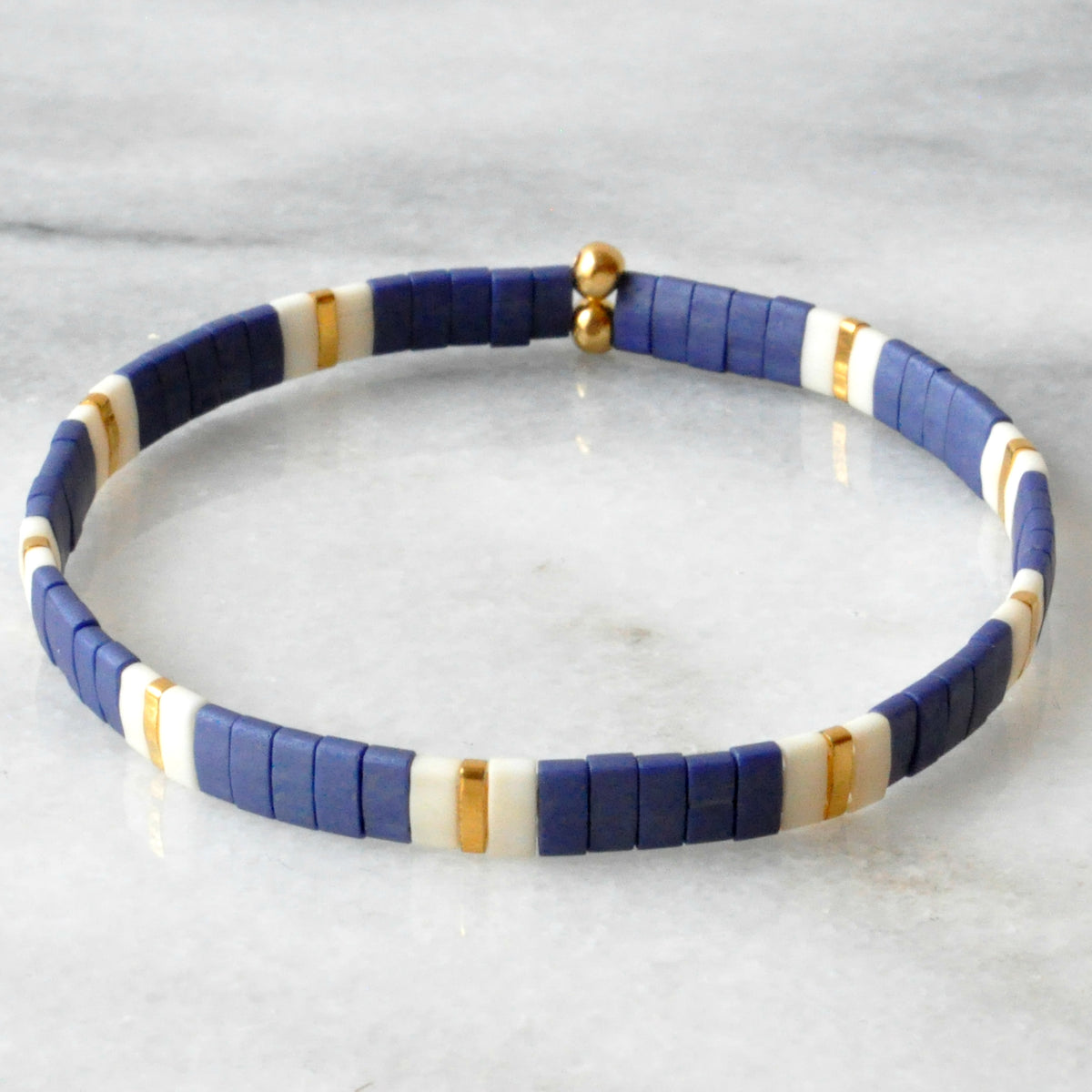 Stretch Tile Bracelet - Navy Pattern | Handmade by Libby & Smee