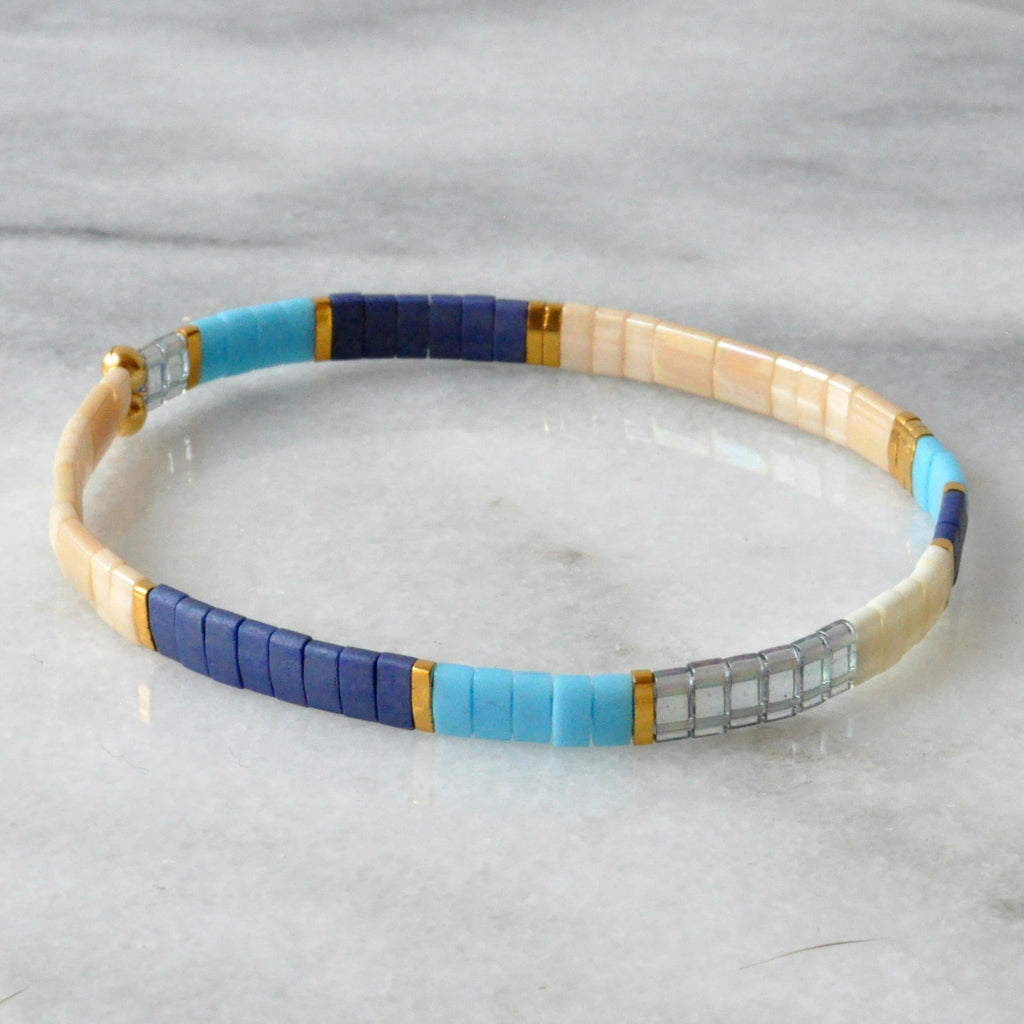 Stretch Tile Bracelet -Sky Colorblock | Handmade by Libby & Smee
