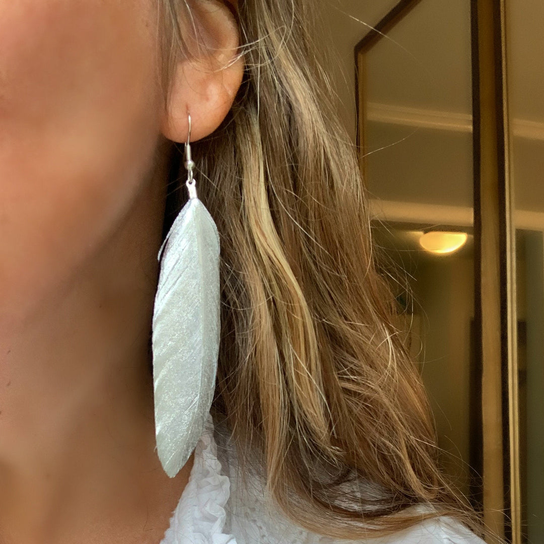 Silver Feather Earrings | Handmade by Libby & Smee