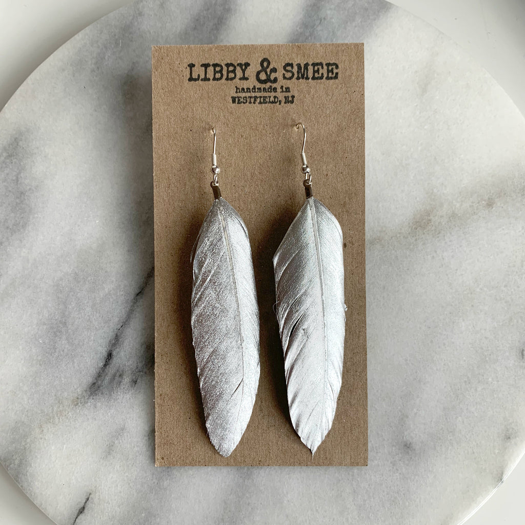 Silver Feather Earrings | Handmade by Libby & Smee