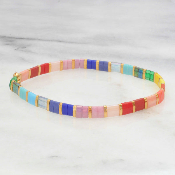 Stretch Tile Bracelet - Roy G Biv | Handmade by Libby & Smee
